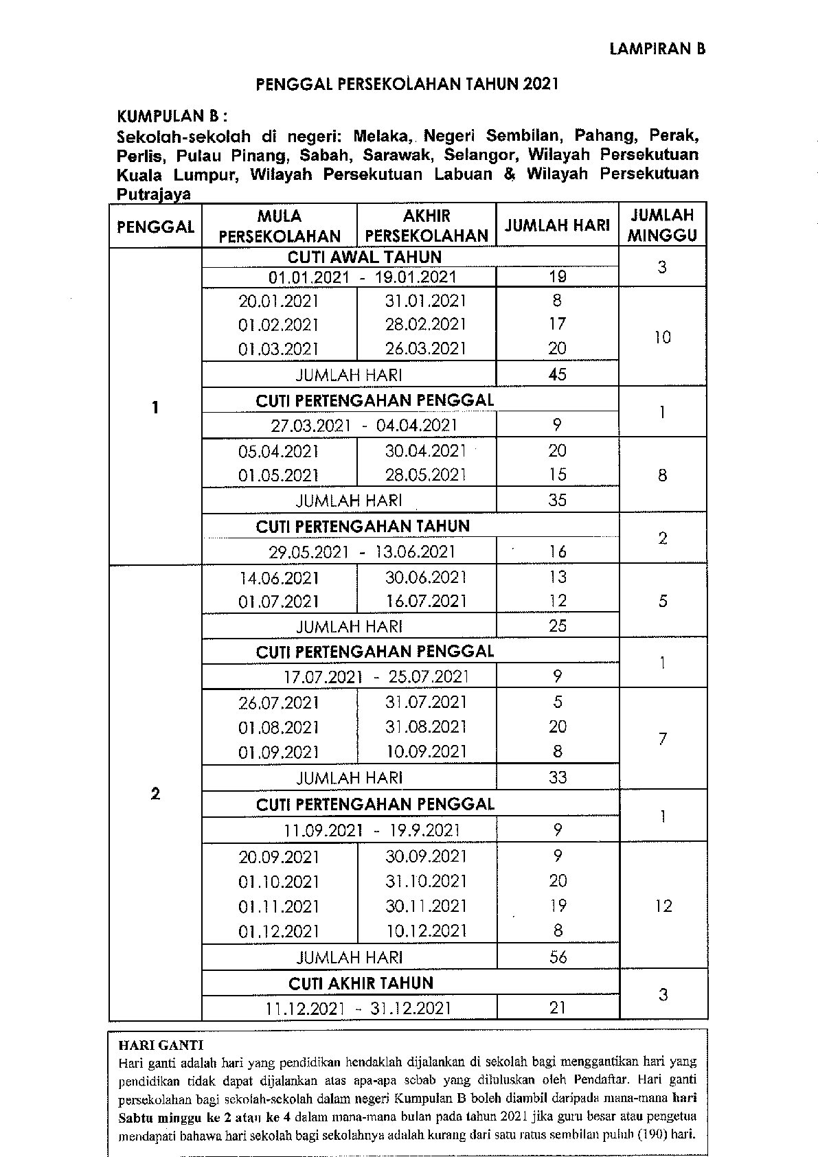 KPM | Takwim Jadual Peperiksaan / Kalendar Akademik